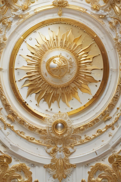 Exquisite Golden Ceiling Design Featuring Intricate Sun Motif and ...