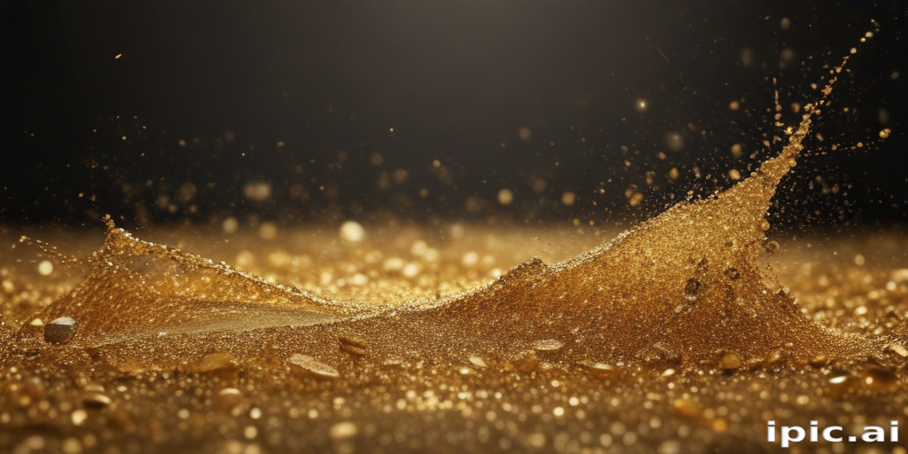 Mesmerizing Splash of Glimmering Gold Liquid Against a Dark Background