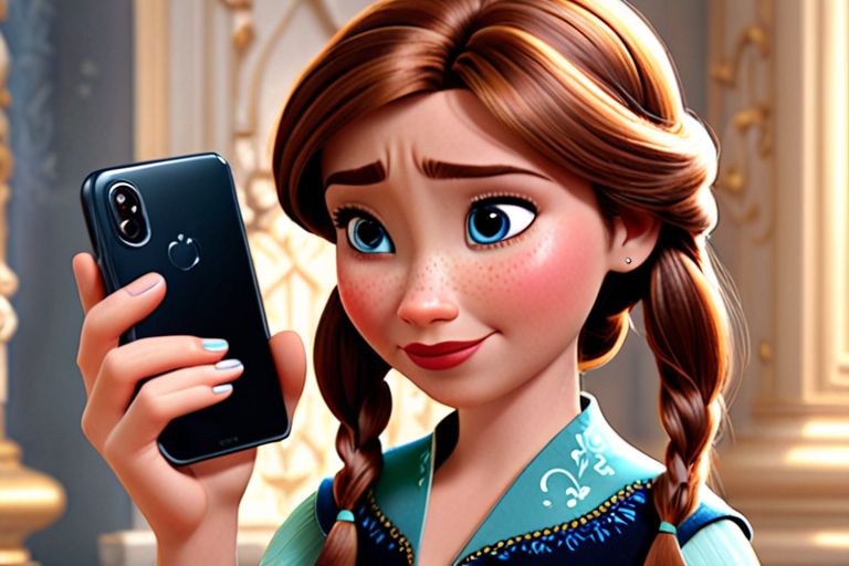 Anna cry with her phone 3D Disney