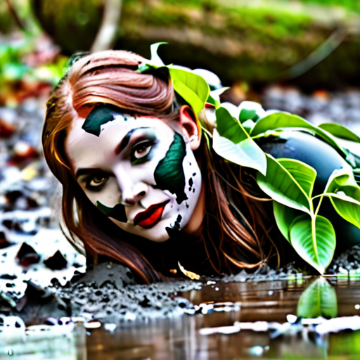 poison ivy face covered in mud