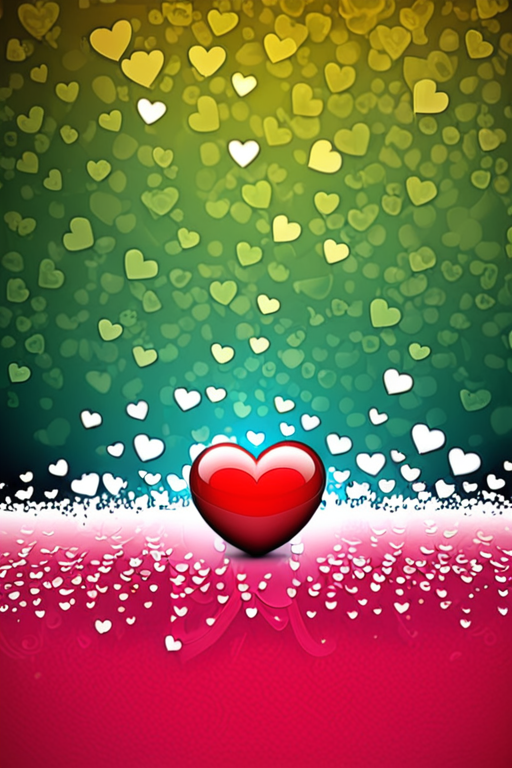 Colorful Heart Background with Floating Hearts in a Vibrant Atmosphere