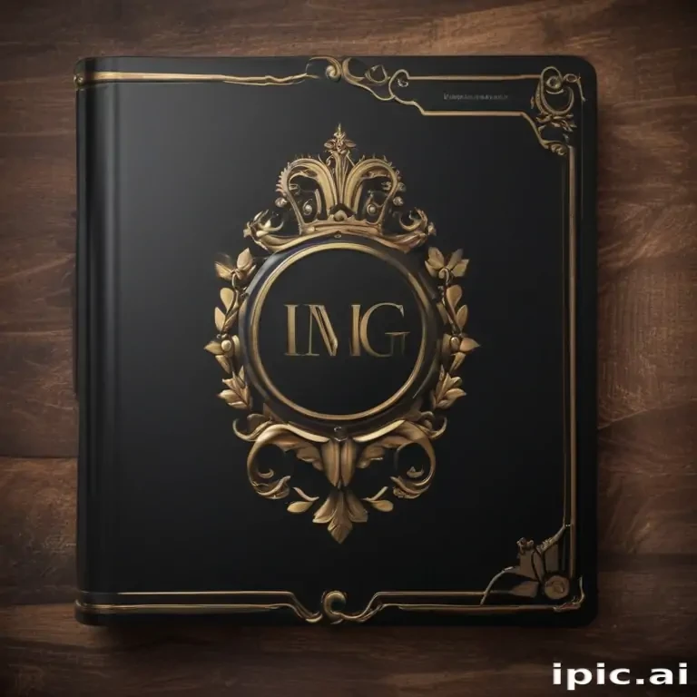 Elegant Black Book with Gold Embellishments and Intricate Crown Design