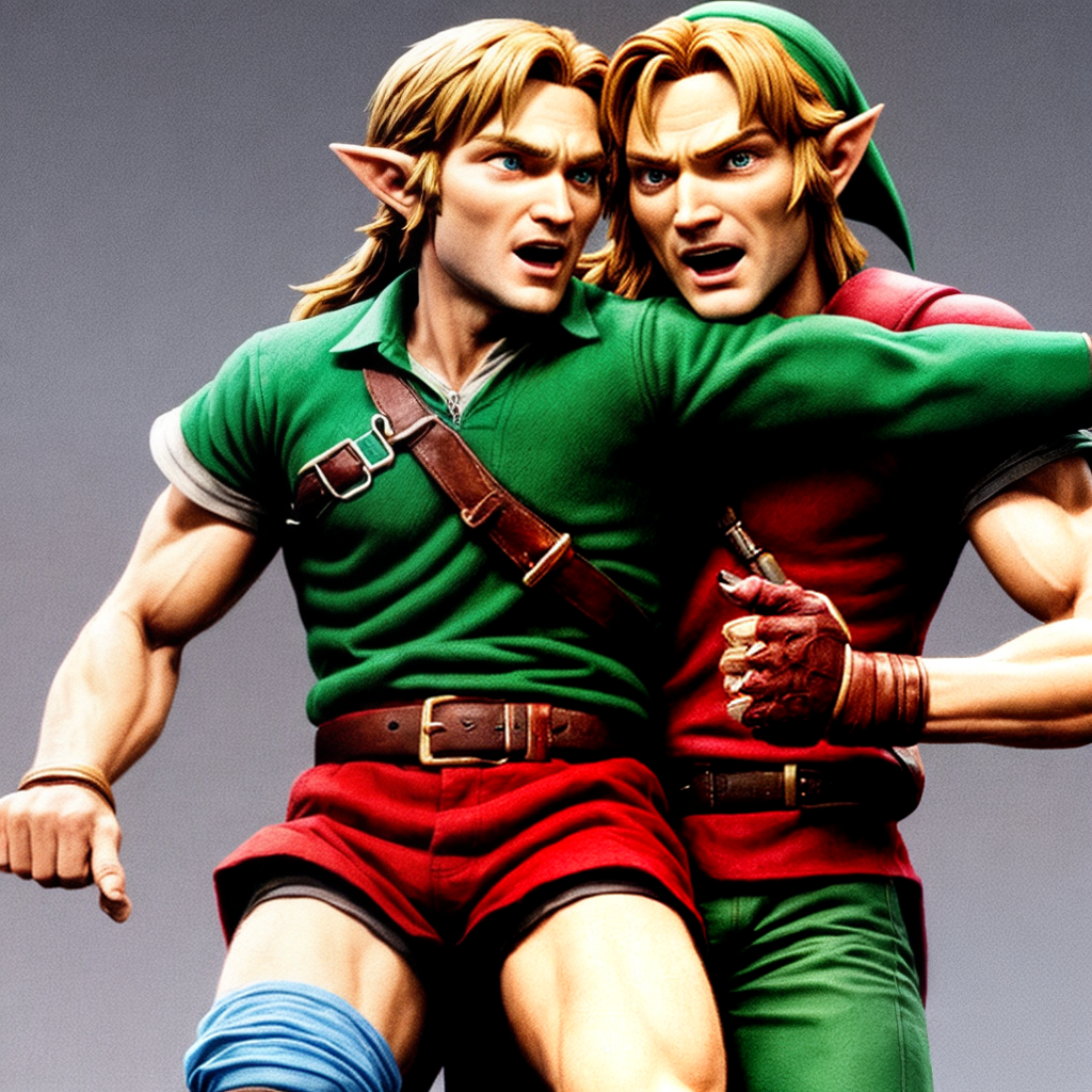 zelda putting link in a sleeper hold