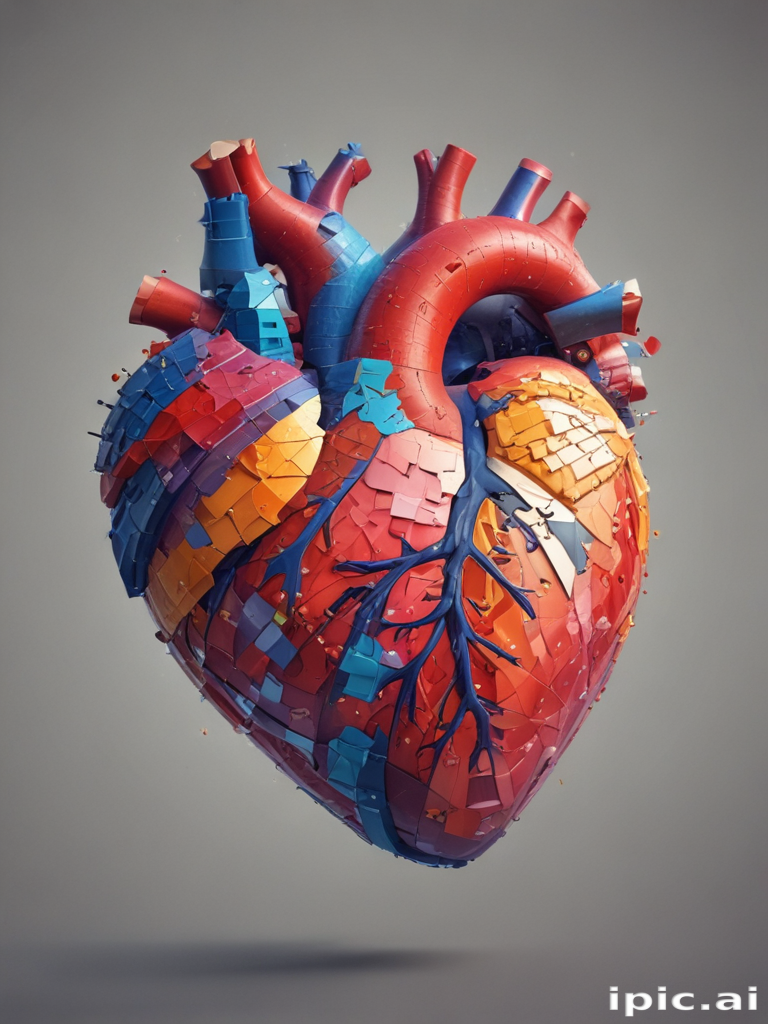 A Colorful, Abstract Heart Sculpture Made from Interlocking Geometric ...