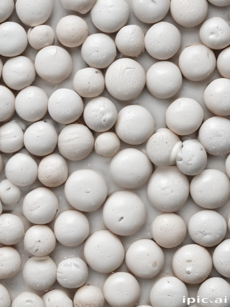 A Collection of Various White Spheres Displayed on a Flat Surface.