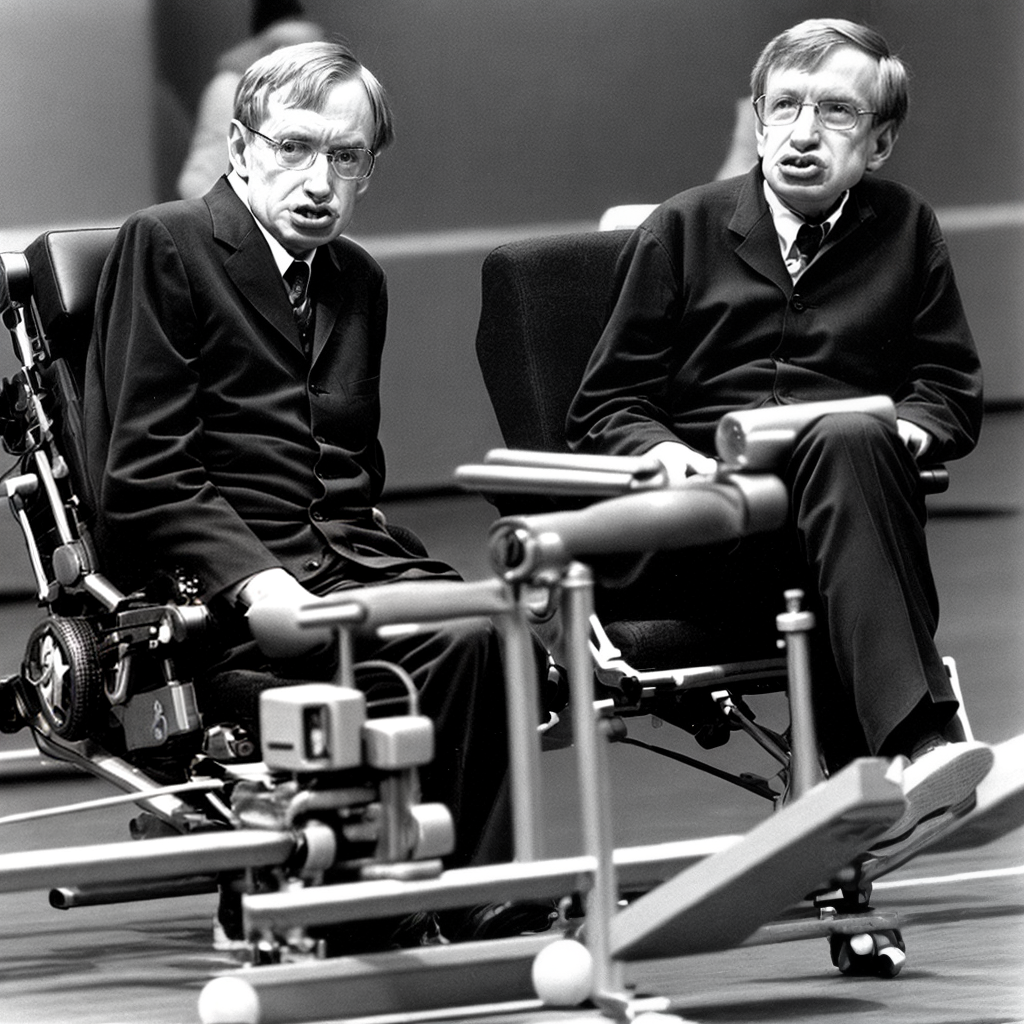 Stephen Hawking playing bowling