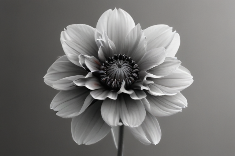 A Beautiful Monochrome Flower Blooming with Delicate Petals in Soft Light