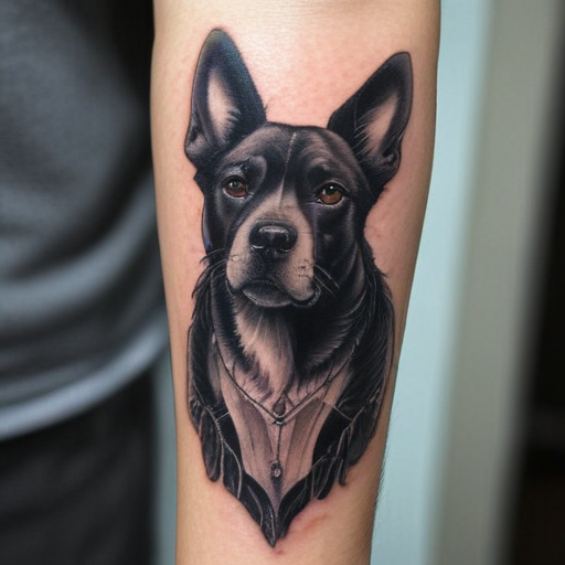 Tattoo of dog in traditional style blackwork