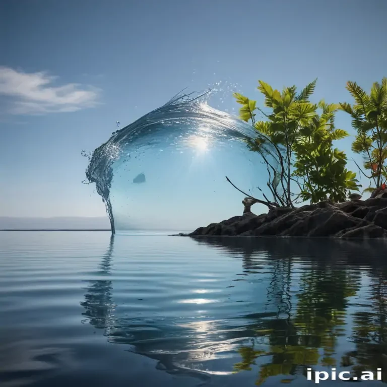 A Magical Scene of Water Splashes Creating a Unique Reflection
