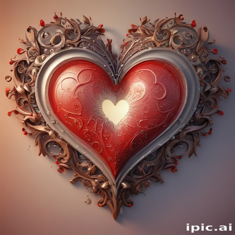 Intricate Artistic Heart Design with Elegant Swirls and Glossy Finish