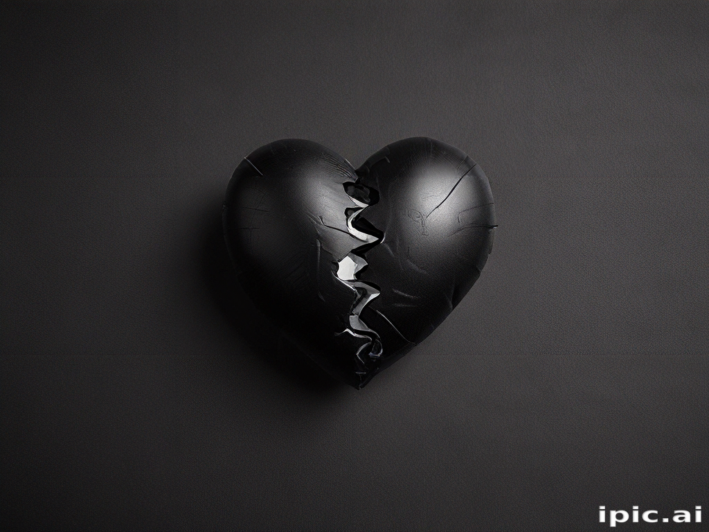 A Black Heart Symbolizing Heartbreak and Emotional Pain in Life's Journey