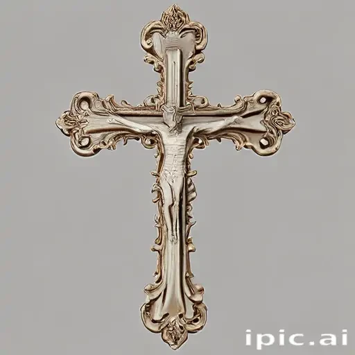 An Ornate Decorative Cross Featuring a Detailed Crucifixion Figure Design