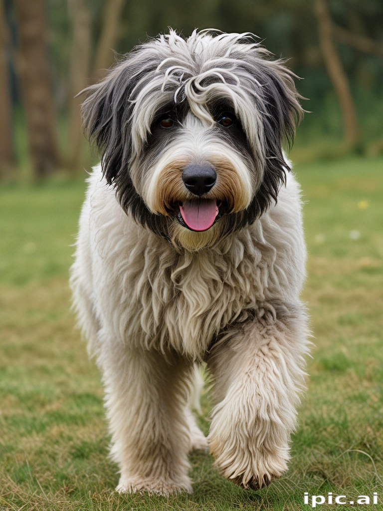 A Playful Dog with Fluffy Fur Enjoying a Sunny Day Outdoors