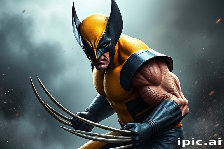 Iconic Superhero Wolverine Ready for Action with Unbreakable Claws Out
