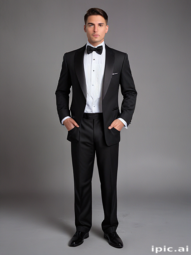 Elegant Young Man in Formal Tuxedo Ready for a Special Event