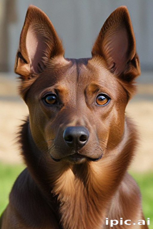 Beautiful Brown Dog with Expressive Eyes Posing in a Sunny Field