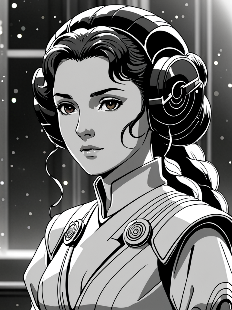 Padmé Amidala, anime, manga, 2d, ghibli, ghost in a shell, black and ...