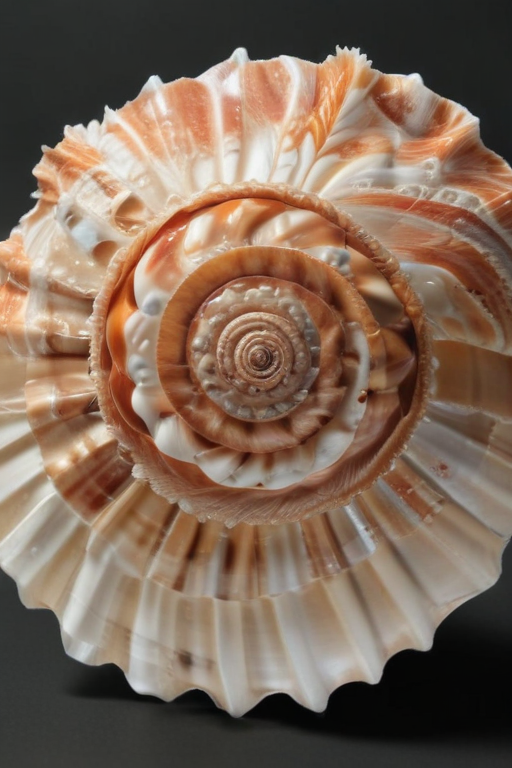 Intricate Swirls of Nature: A Beautifully Detailed Spiral Seashell Display