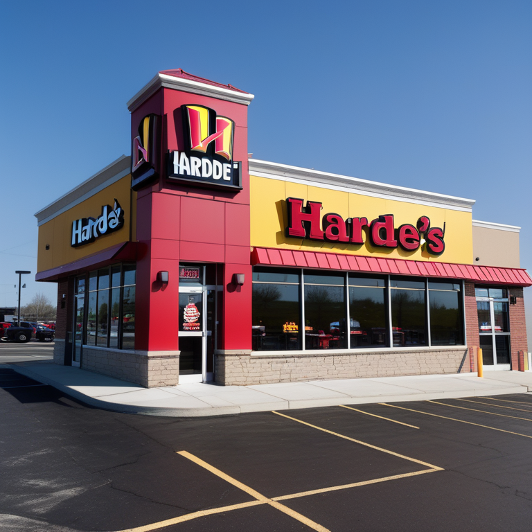 Bright and Welcoming Hardee's Fast Food Restaurant on a Clear Day