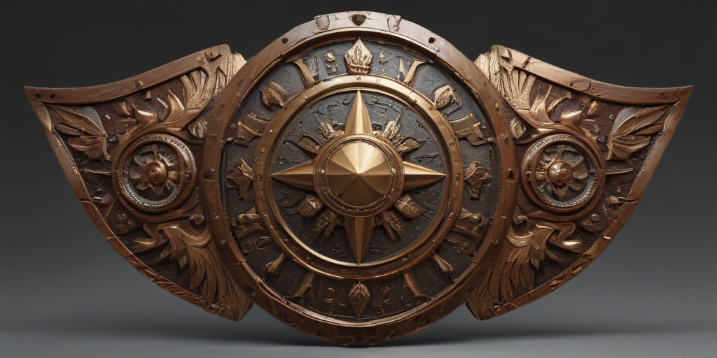 Intricately Designed Shield Featuring Celestial Symbols and Ornate ...