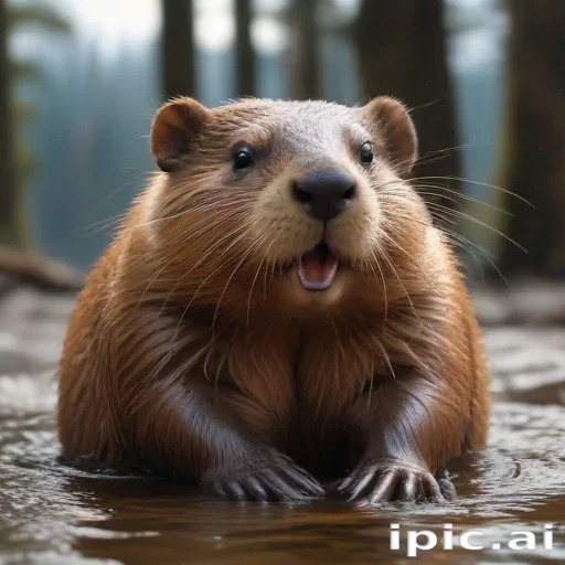 A Playful Beaver Enjoying a Sunny Day by the Water's Edge.