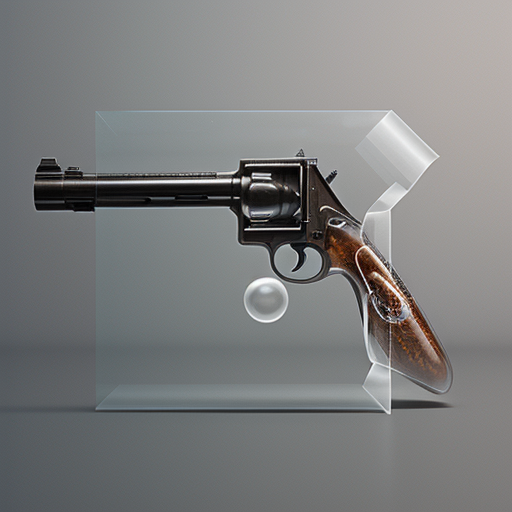 A Modern Artistic Representation of a Revolver Encased in Clear Glass.