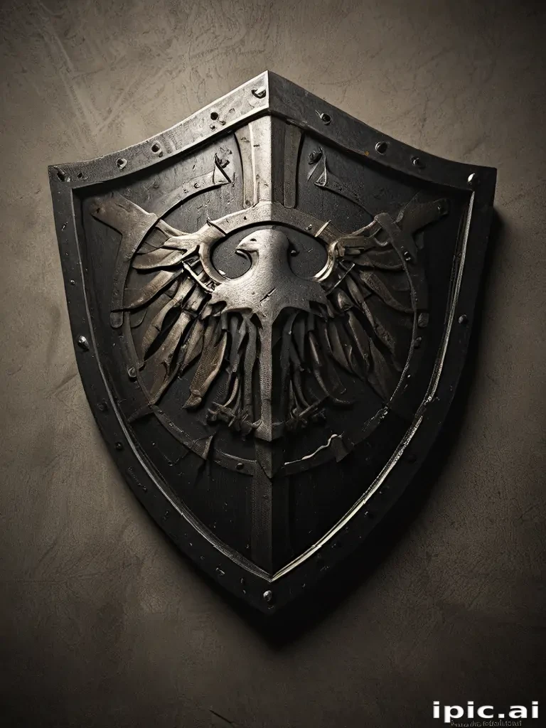 Intricately Designed Medieval Shield Featuring a Majestic Eagle Emblem