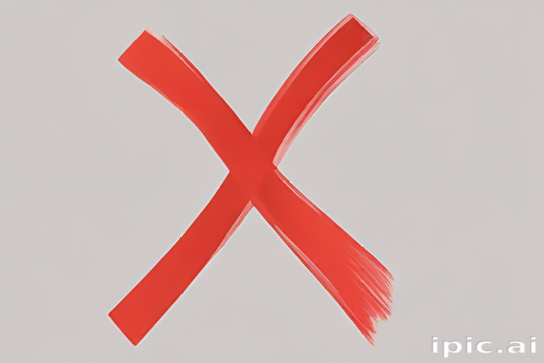 Bold Red Brushstroke Creating an Eye-Catching X Shape on White Background