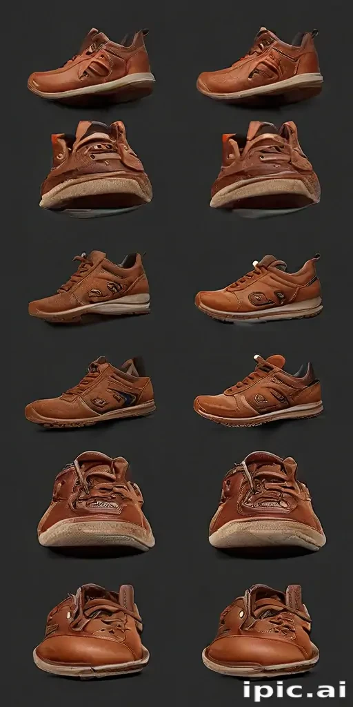 Stylish Brown Athletic Shoes Displayed from Multiple Angles and ...