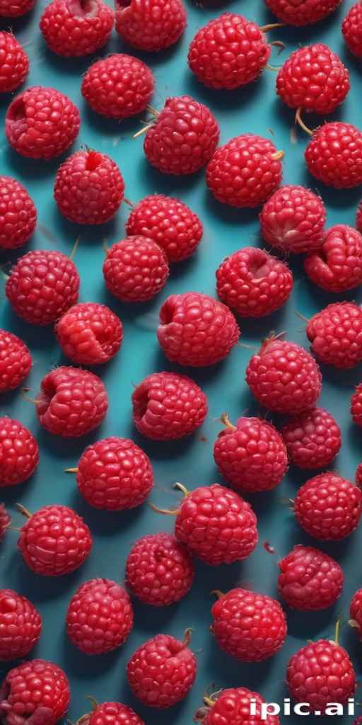 A Vibrant Display of Fresh Raspberries Arranged on a Bright Background.