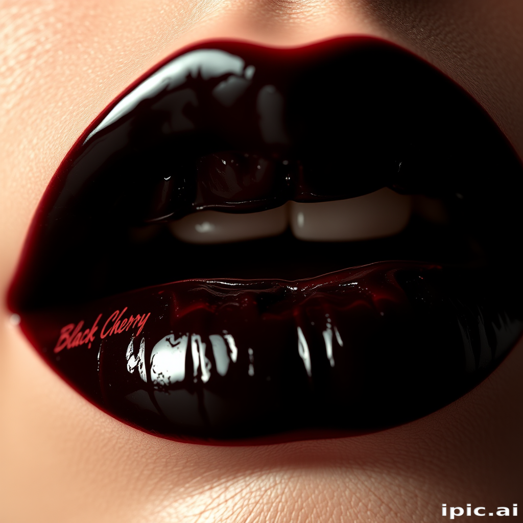 Glossy Black Cherry Lips: A Bold and Striking Beauty Statement