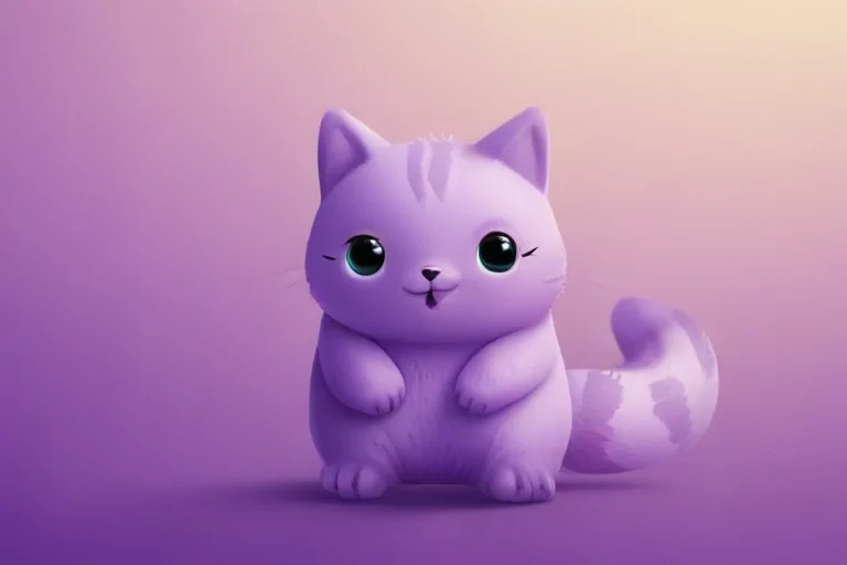 A Cute Purple Kitten with Big Eyes and an Adorable Expression.