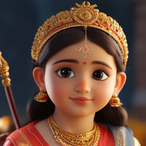 animated 3d baby girl as maa durga