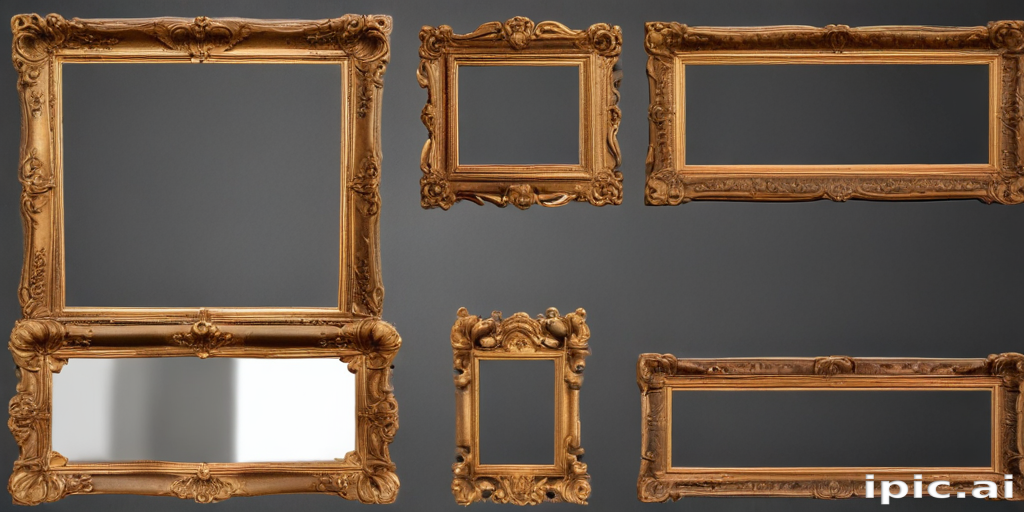 A Collection of Ornate Golden Picture Frames in Various Sizes and Styles.