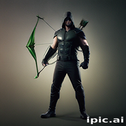 Heroic Archer in Dark Attire Ready for Action with Bow and Arrows