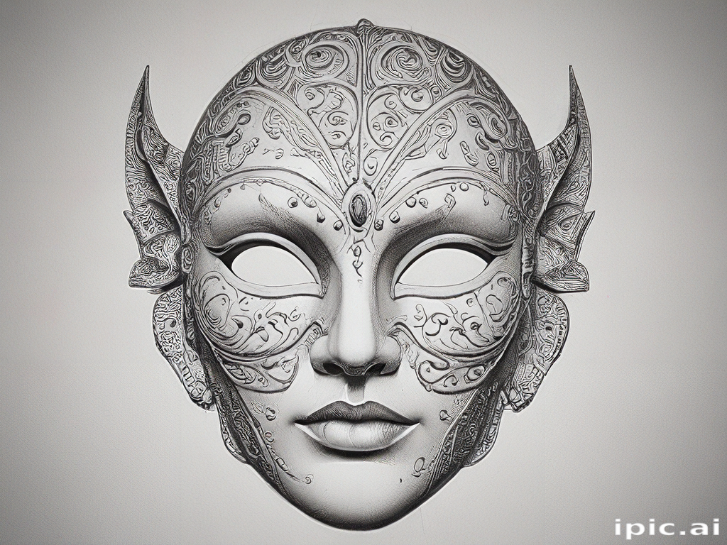 Intricately Designed Fantasy Mask with Elaborate Patterns and Features.