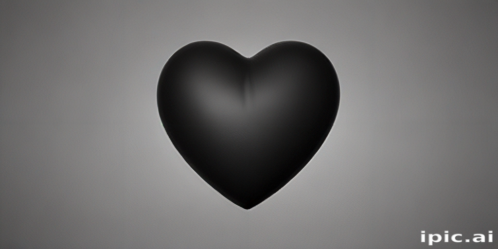 A Glossy Black Heart Shining Against a Soft Gray Background.