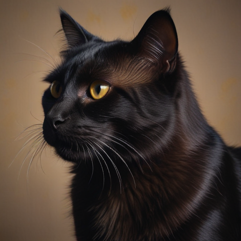 Beautiful Close-Up Portrait of a Majestic Black Cat with Striking Eyes