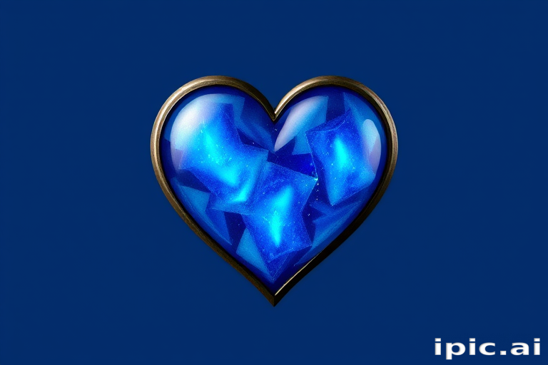 Elegant Blue Heart Design Surrounded by a Glossy and Shiny Finish