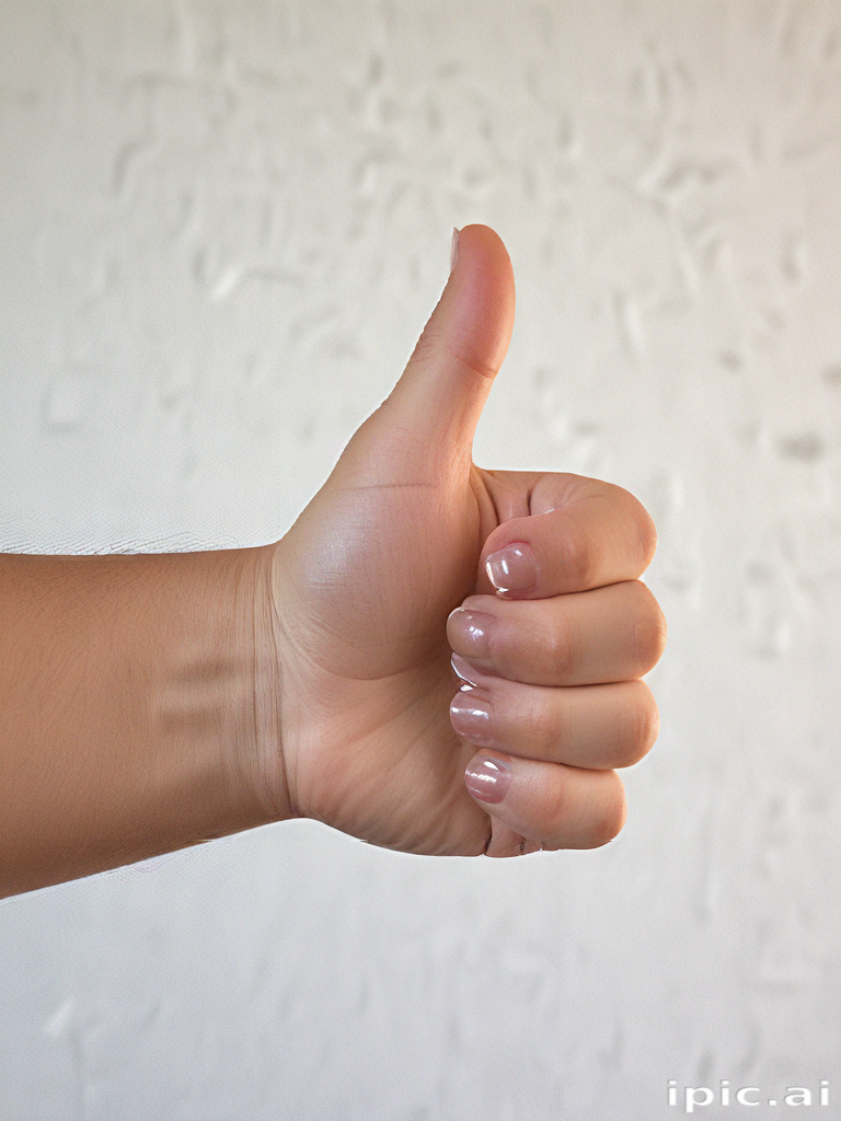 Hand Gesture of Approval: A Thumbs Up Signifying Positivity and Support