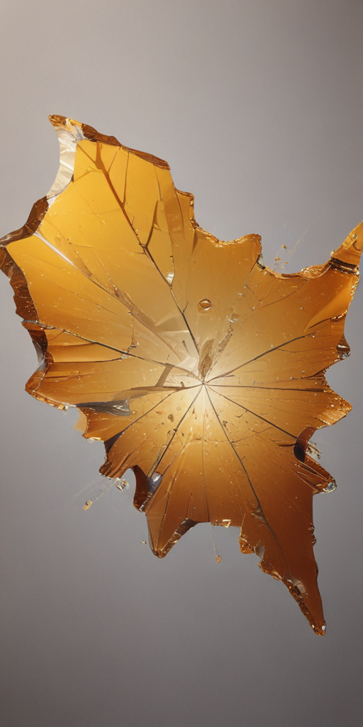 Delicate Beauty of a Shattered Leaf Captured in Glorious Golden Light