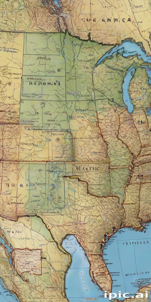 Detailed Historical Map of the Central United States and Surrounding ...