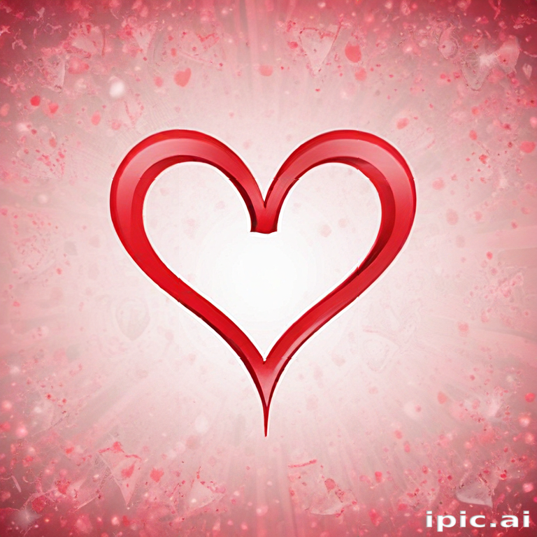 Beautiful Red Heart Symbol Against a Soft Pink Background with Sparkles