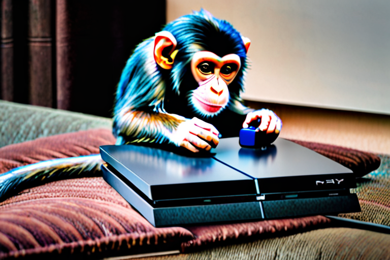 monkey playing ps4