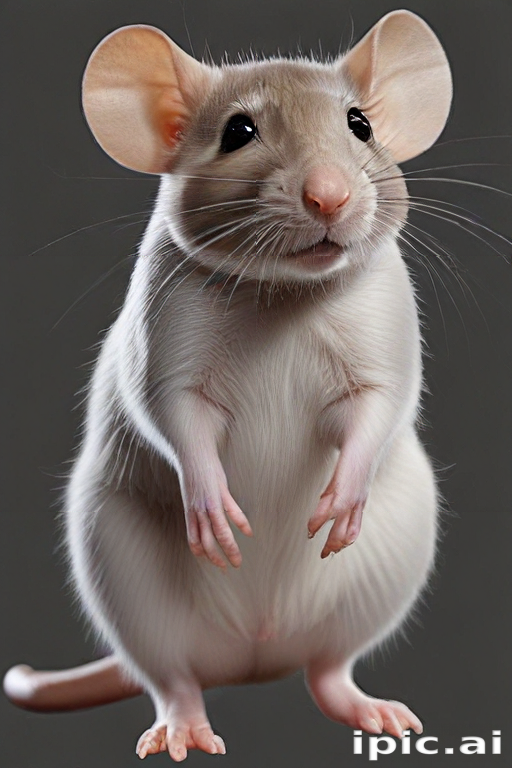 Adorable Mouse with Oversized Ears Standing Upright Against a Dark ...
