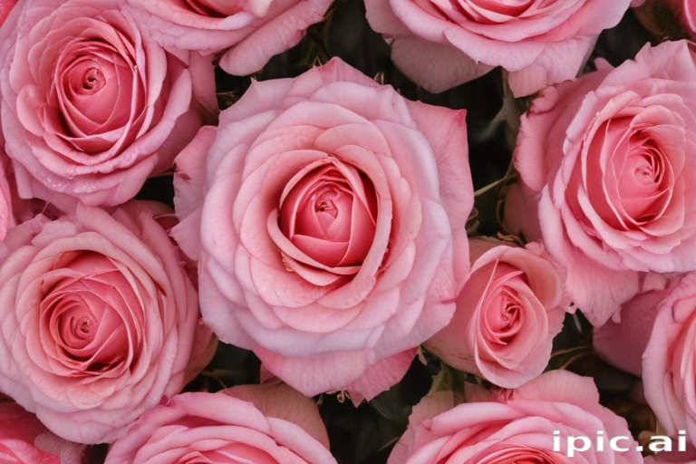 Beautiful Arrangement of Soft Pink Roses Creating a Serene Floral Display