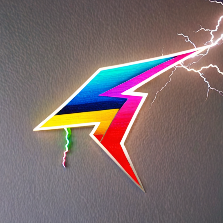 Rainbow colored lightning bolt