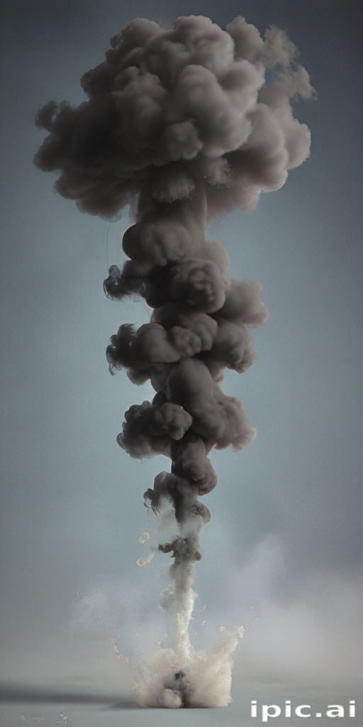 Majestic Dark Smoke Plume Rising Dramatically Against a Soft Blue ...