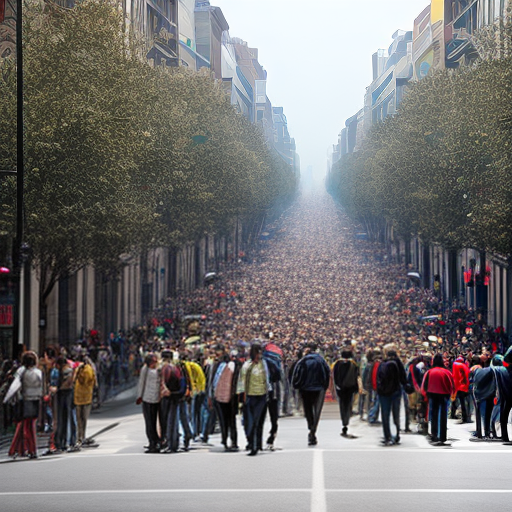 A picture of a street crowded with people