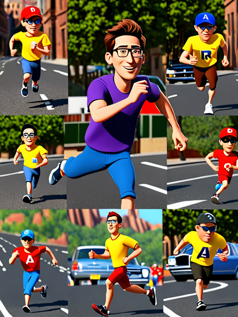 running man style film pixar